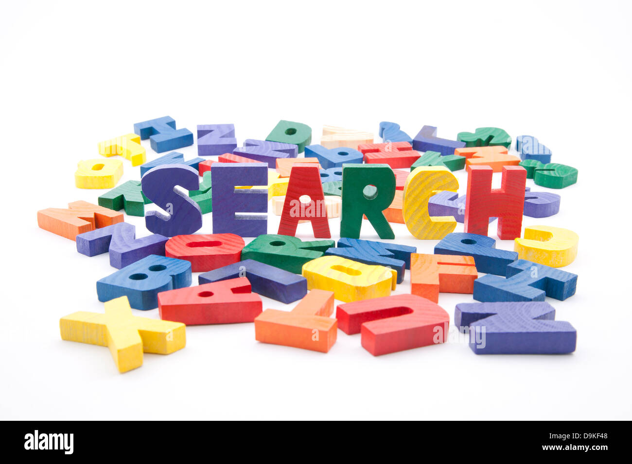 The word search written with colorful wooden letters Stock Photo - Alamy
