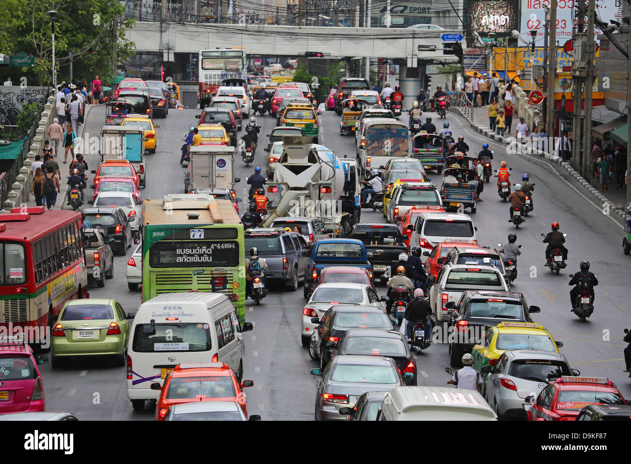 Cars and traffic jam during rush hour, Bangkok, Thailand Stock Photo ...