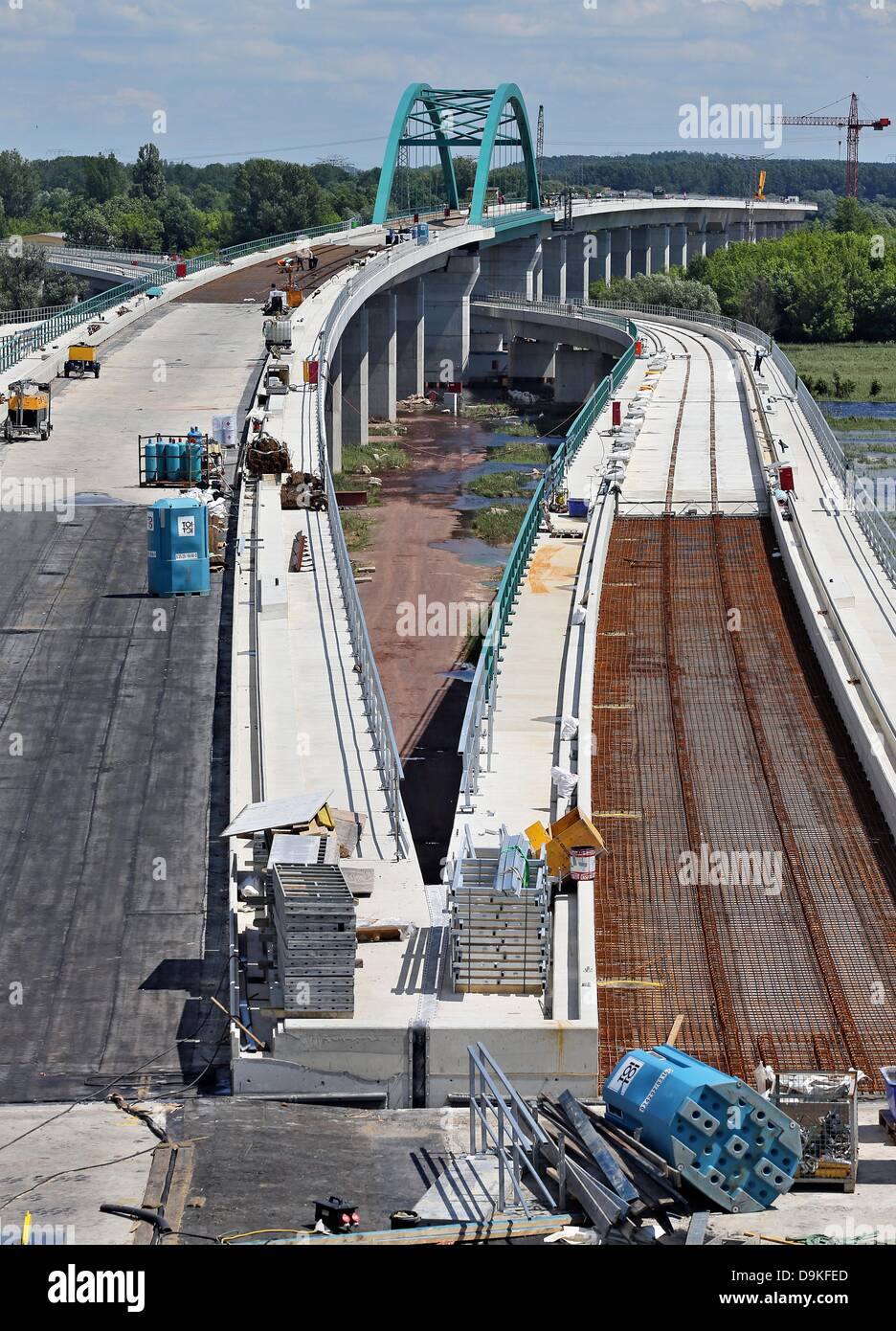 The new bowstring-arch bridge is pictured near Halle, Germany, 21 June ...