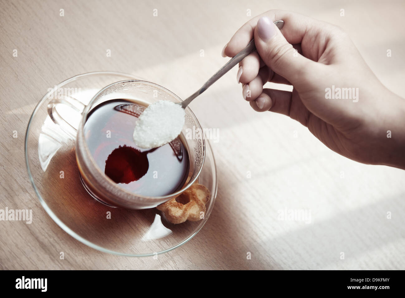 Human hands making tea Stock Photo - Alamy