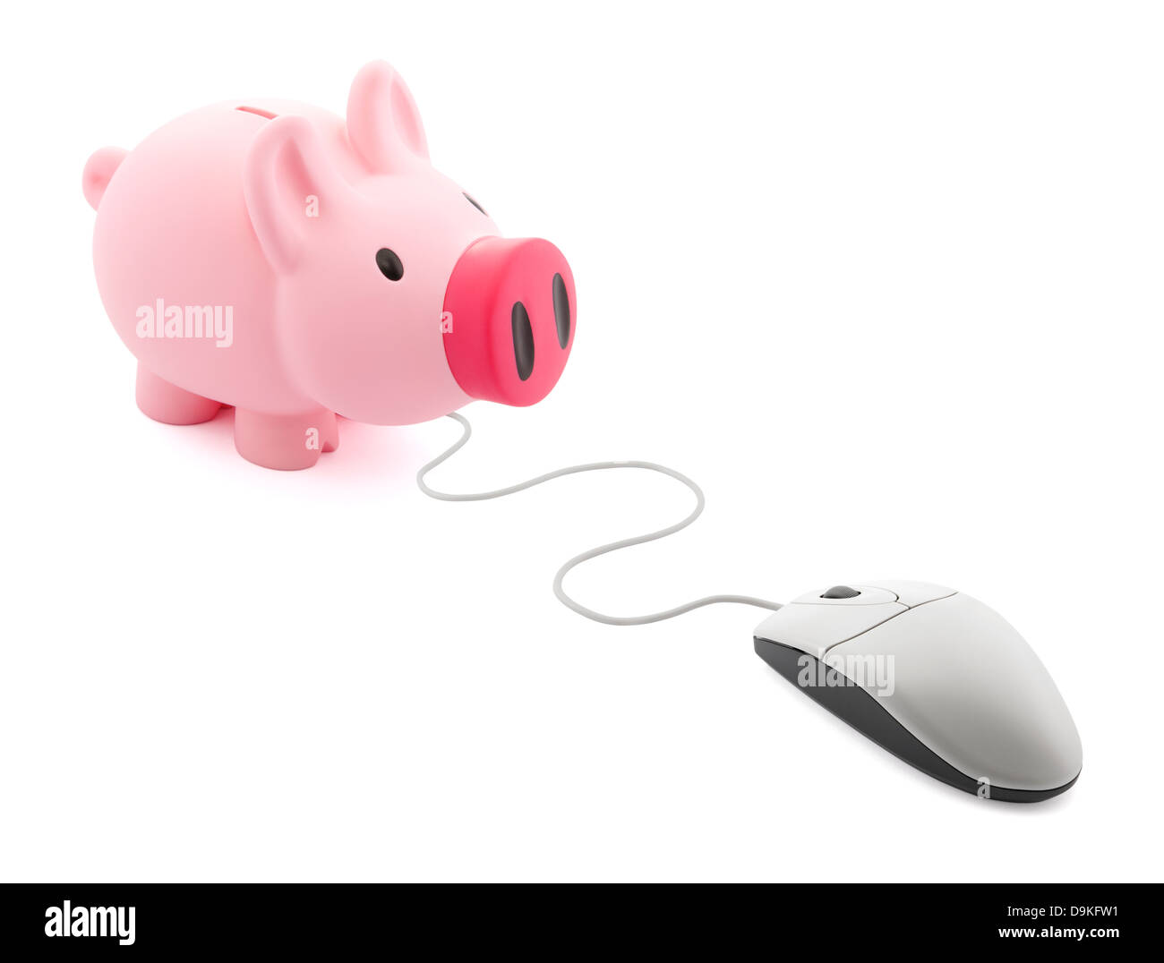 Piggy bank with computer mouse Stock Photo - Alamy