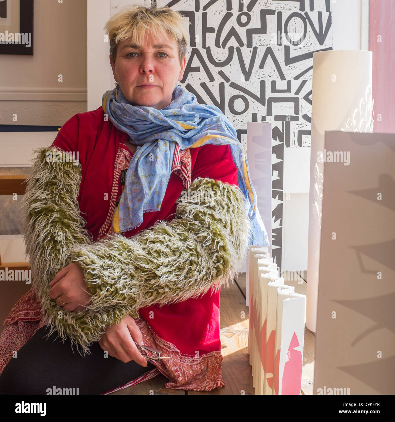 Welsh visual artist RUTH JEN EVANS, with some of her work at Oriel y ...