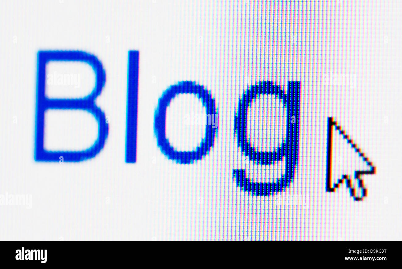 Blog, computer screen Stock Photo - Alamy