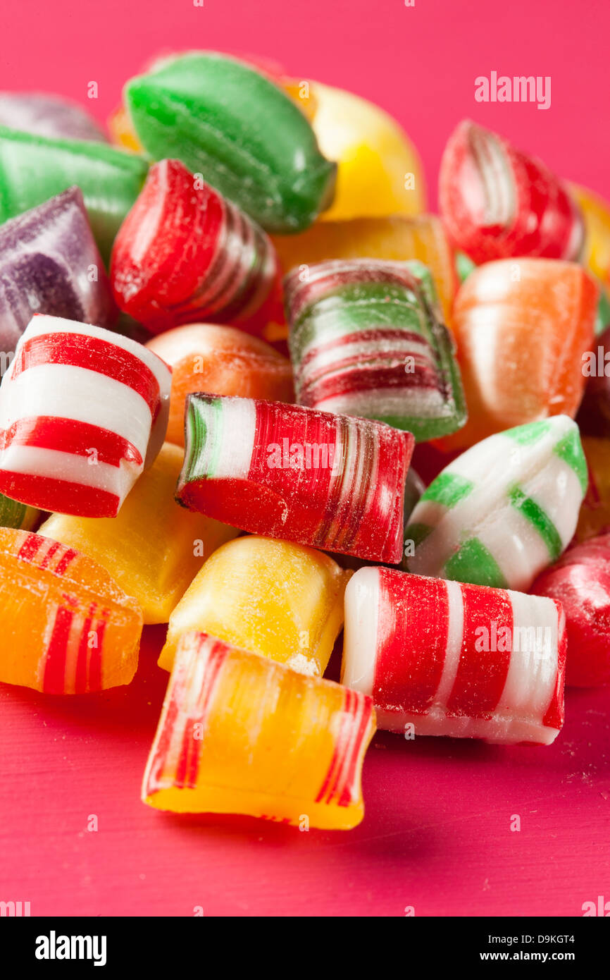 Colorful Sweet Hard Candy Mints against a bright background Stock Photo ...