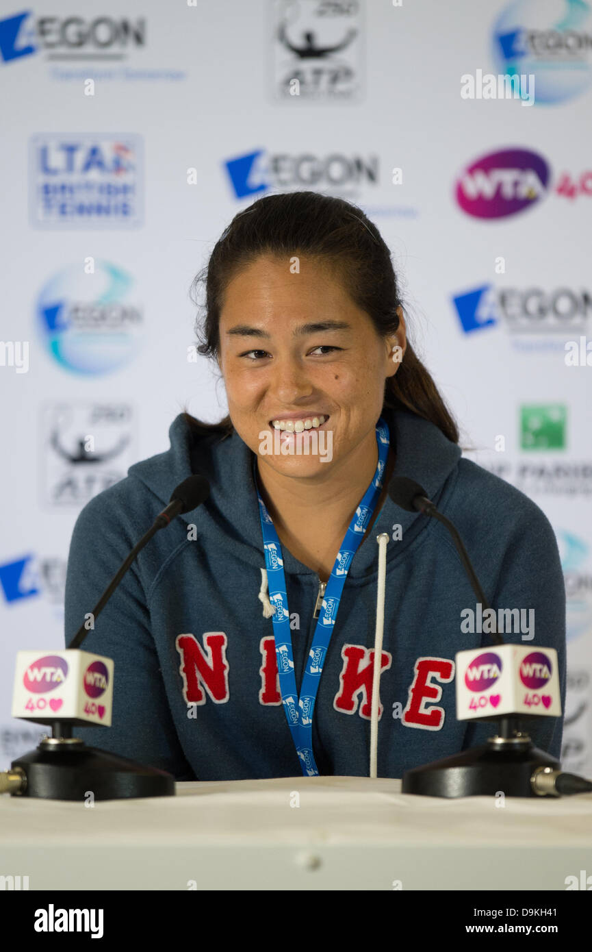 Eastbourne, UK - Friday 21st June: Jamie Hampton of the USA in a press conference after her ...
