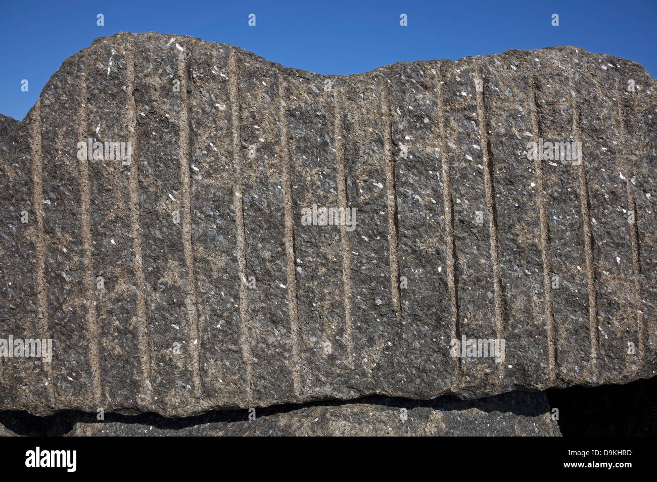 Large Rock Split by the Plug and Feather Method Stock Photo - Alamy