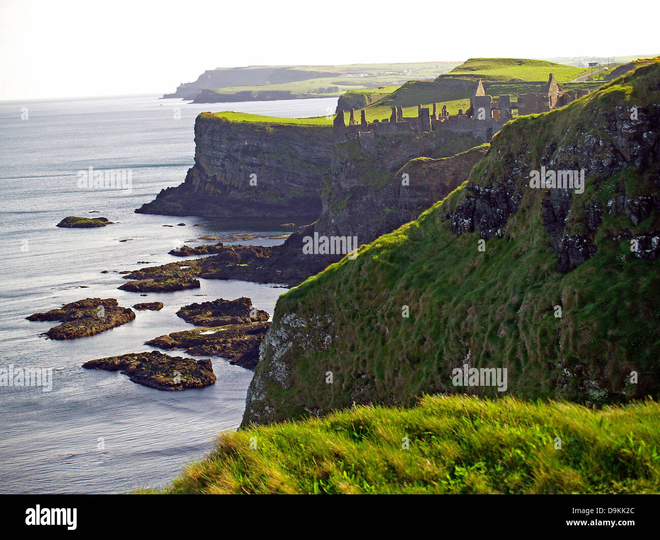Dunluce Castle perched on the sea cliffs of Northern Ireland Stock ...