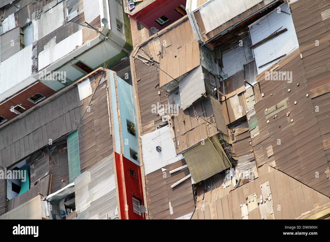 Rooftops of some poor buildings in Santiago de Chile, South america ...