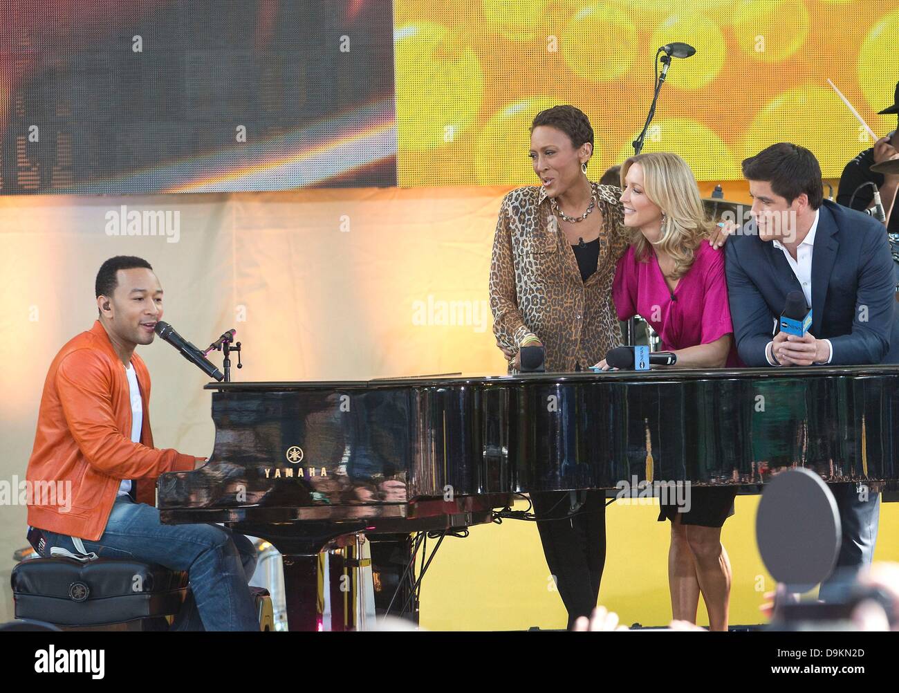 New York, NY. 21st June, 2013. John Legend, Robin Roberts, Lara Spencer ...