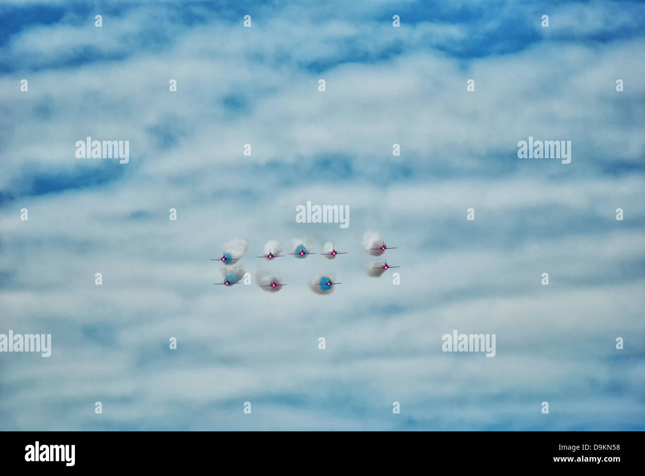 Red Arrows Maneuvers Stock Photo Alamy