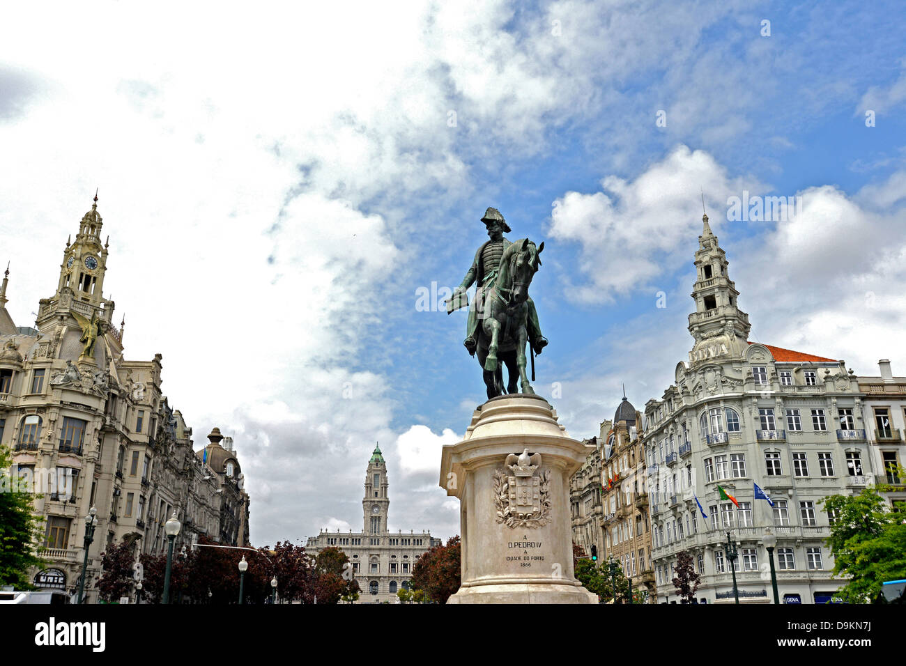 city hall and Pedro IV statue Porto Portugal Stock Photo - Alamy