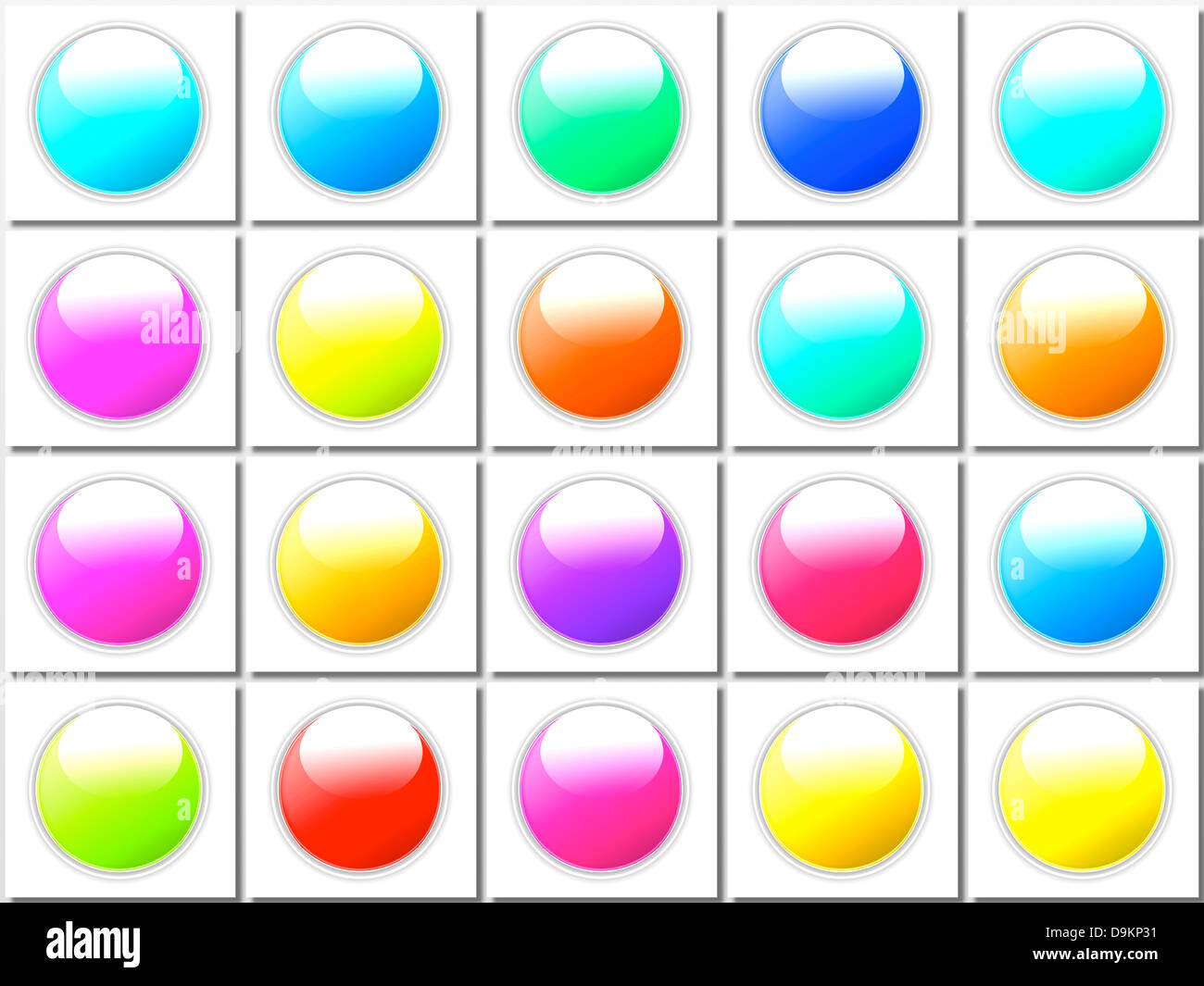 A collection of colorful buttons. 3D rendered Illustrations Stock Photo ...