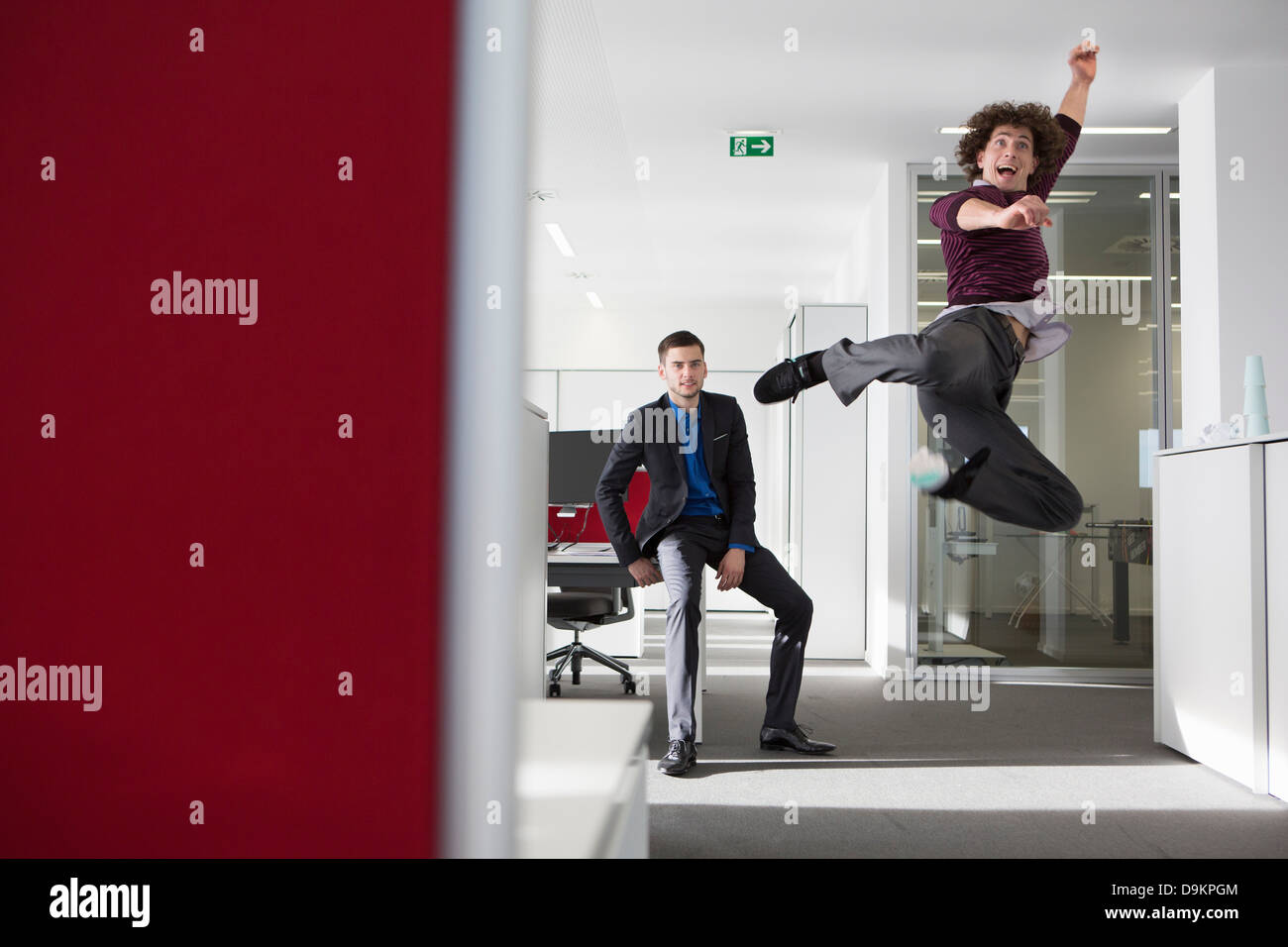 Business man jumping in air hi-res stock photography and images - Alamy