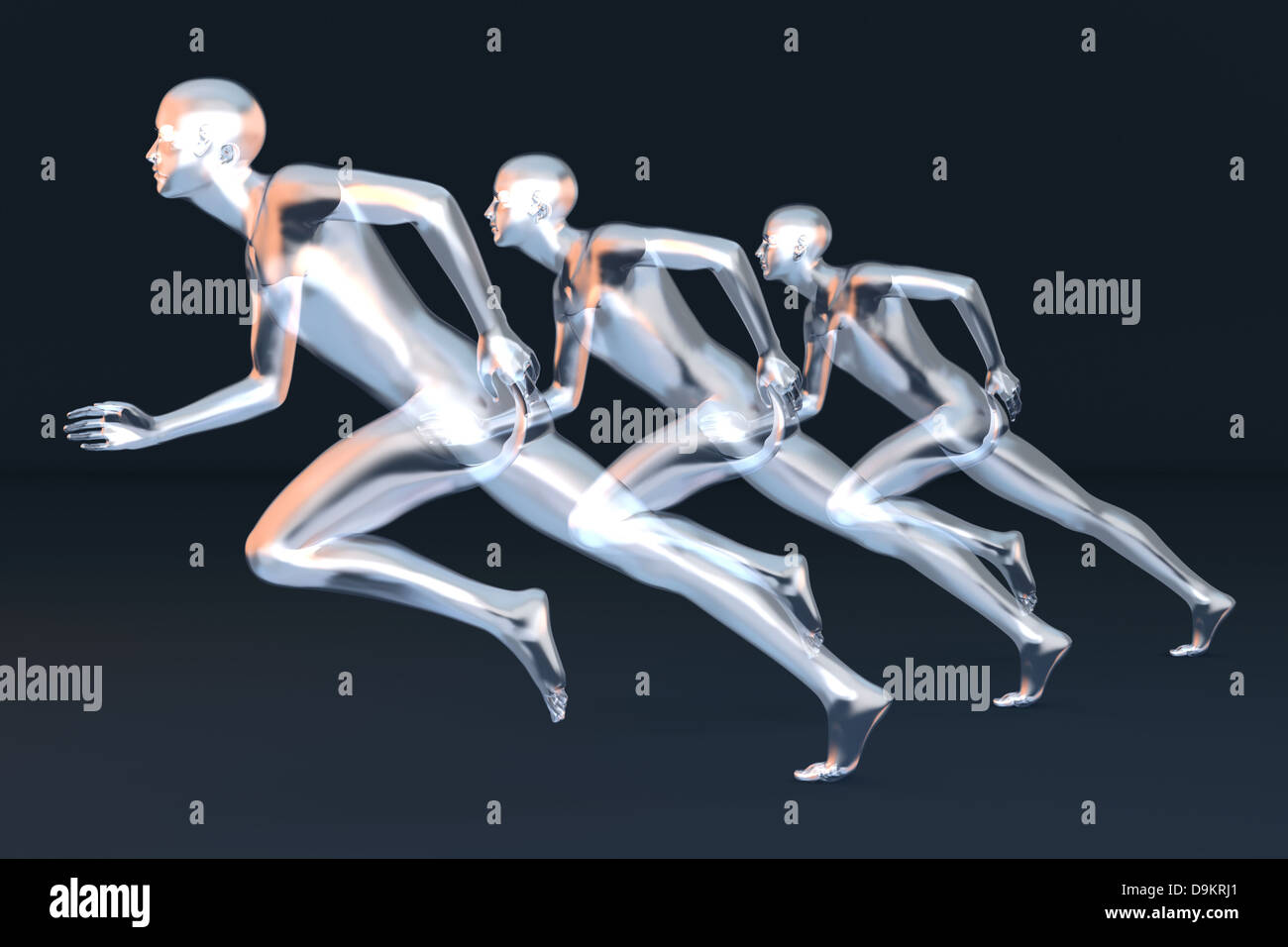 Three competing runners. 3D rendered Illustration Stock Photo - Alamy