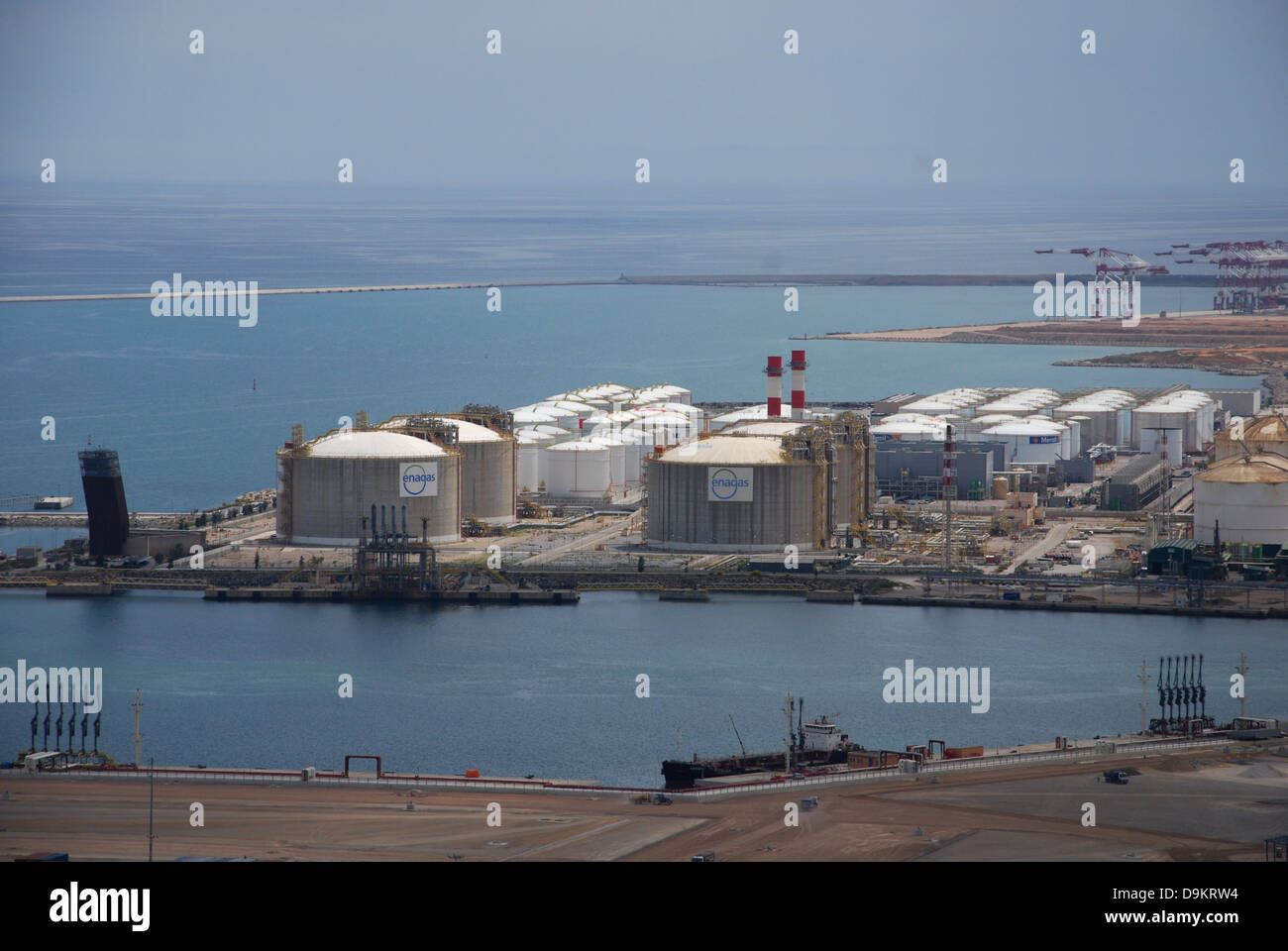 Barcelona container port and refinery, Catalonia Spain Stock Photo - Alamy