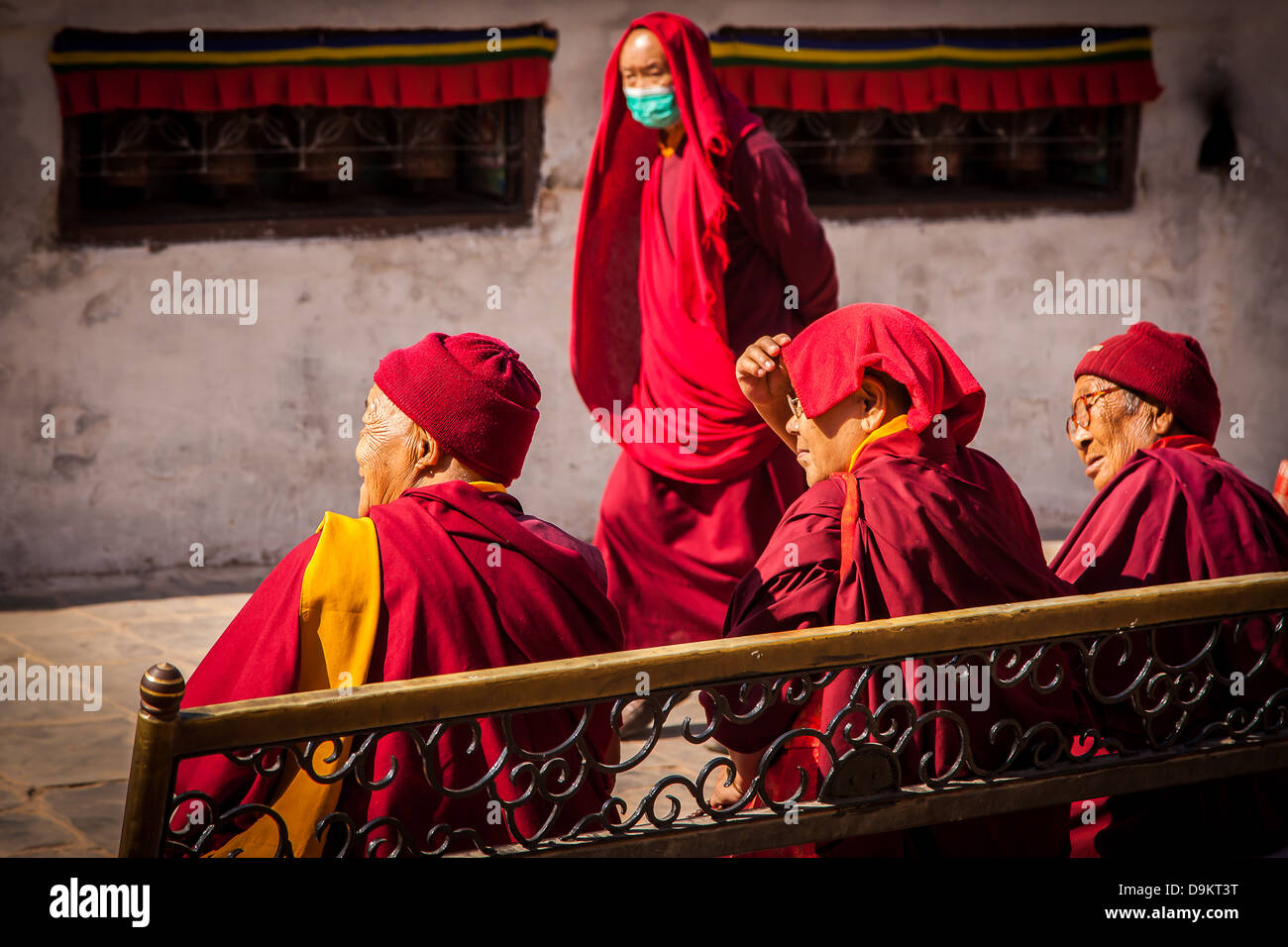 monks resting in Temple Stock Photo - Alamy