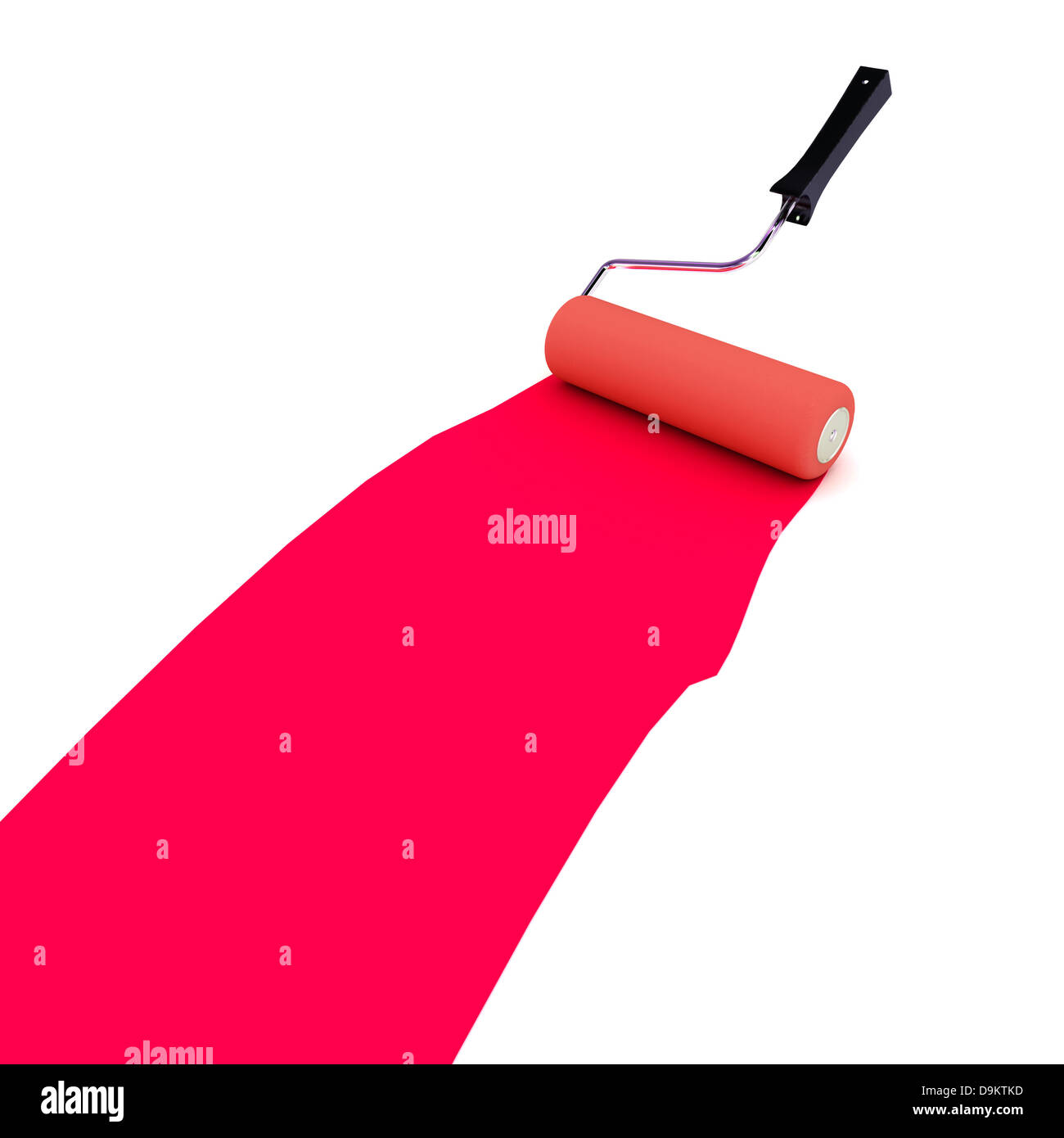 A Colourful 3d Rendered Red Paint Roller Stock Photo - Alamy