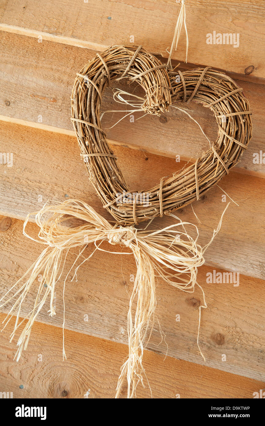 Heart wicker decoration Stock Photo - Alamy