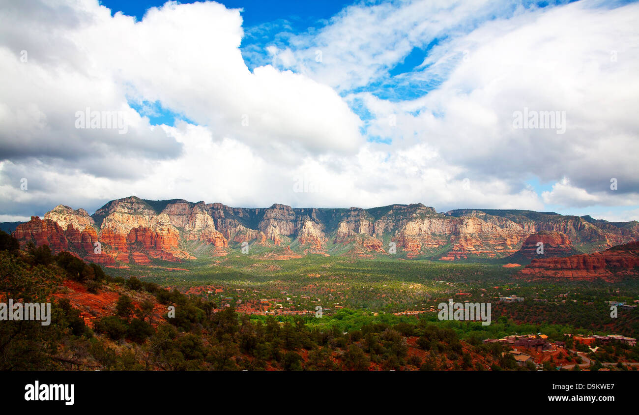 Red clay adorns the lovely mountain and valley view in Sedona, Arizona ...