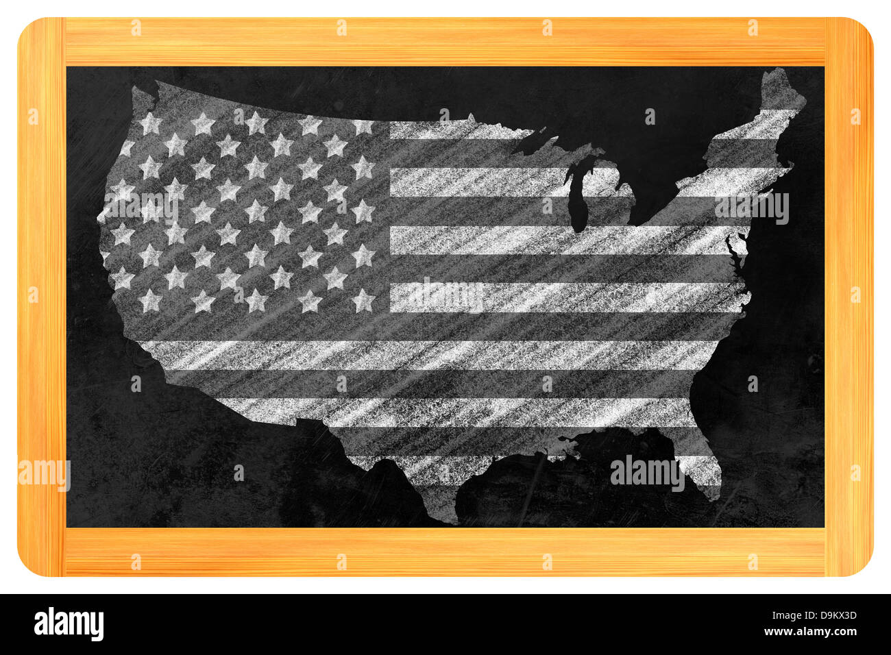 the us-Flag in shape of the usa drawn on a backboard Stock Photo - Alamy