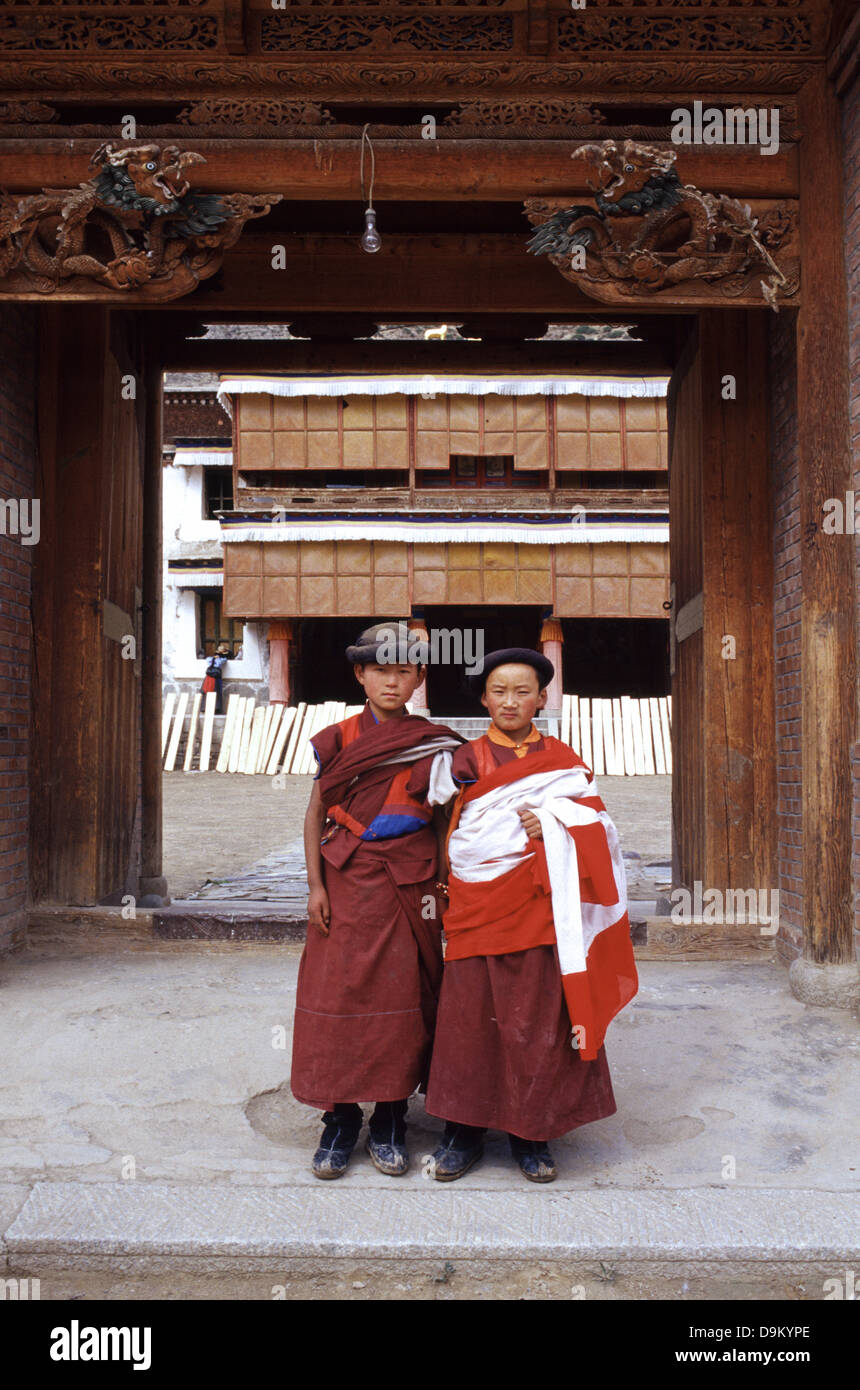 Buddhist novices in Labuleng Si or Labrang monastery one of the six ...