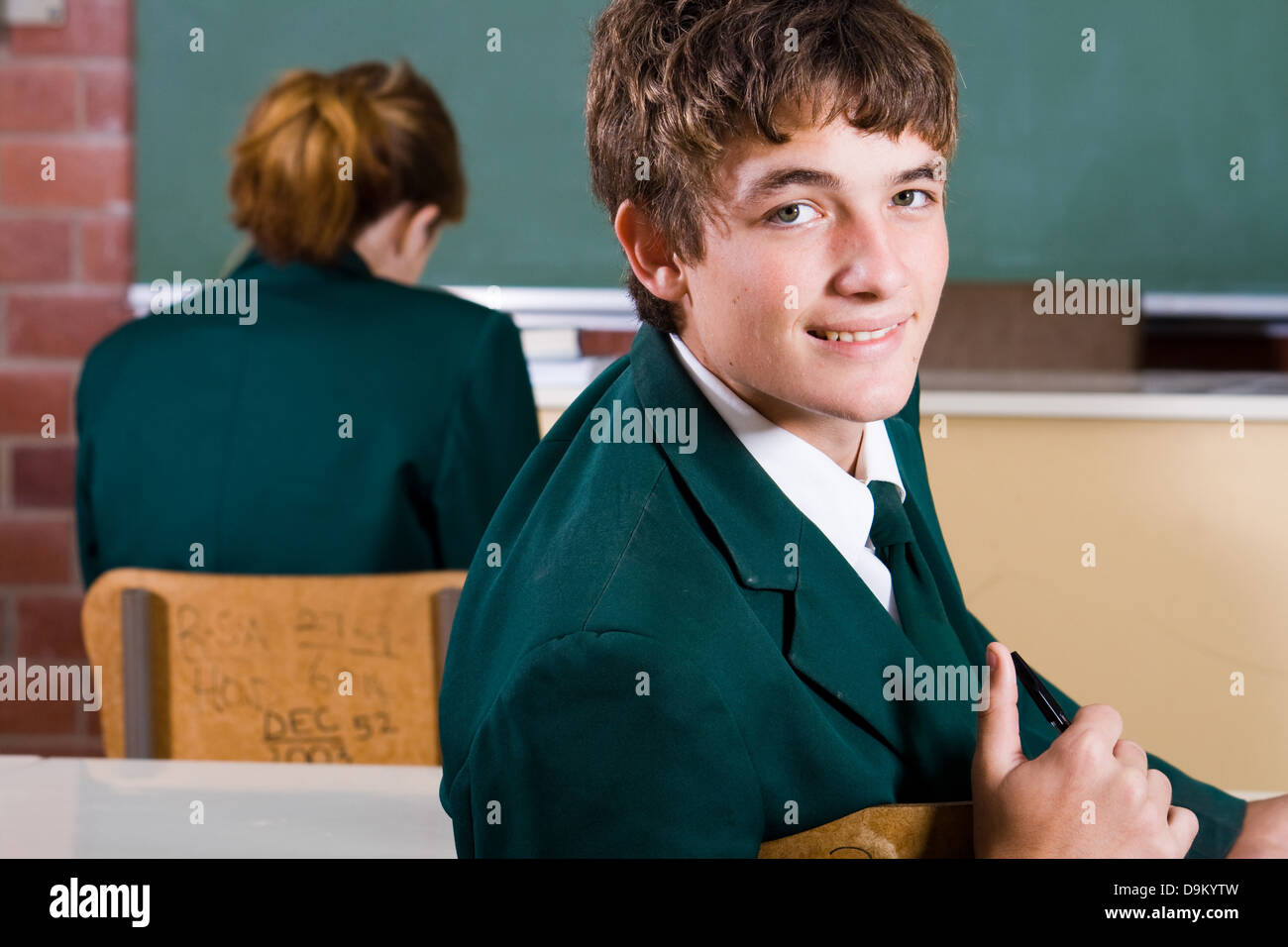 two high school students in classroom Stock Photo - Alamy