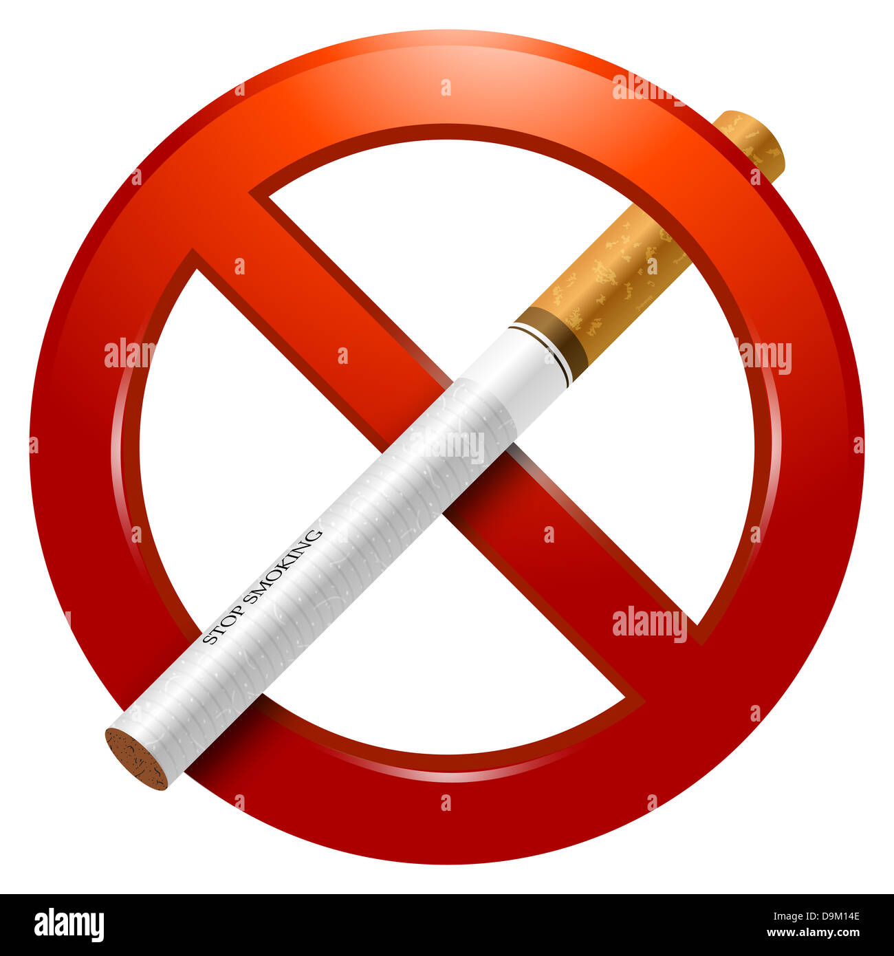 No smoking red sign with realistic cigarette Stock Photo - Alamy