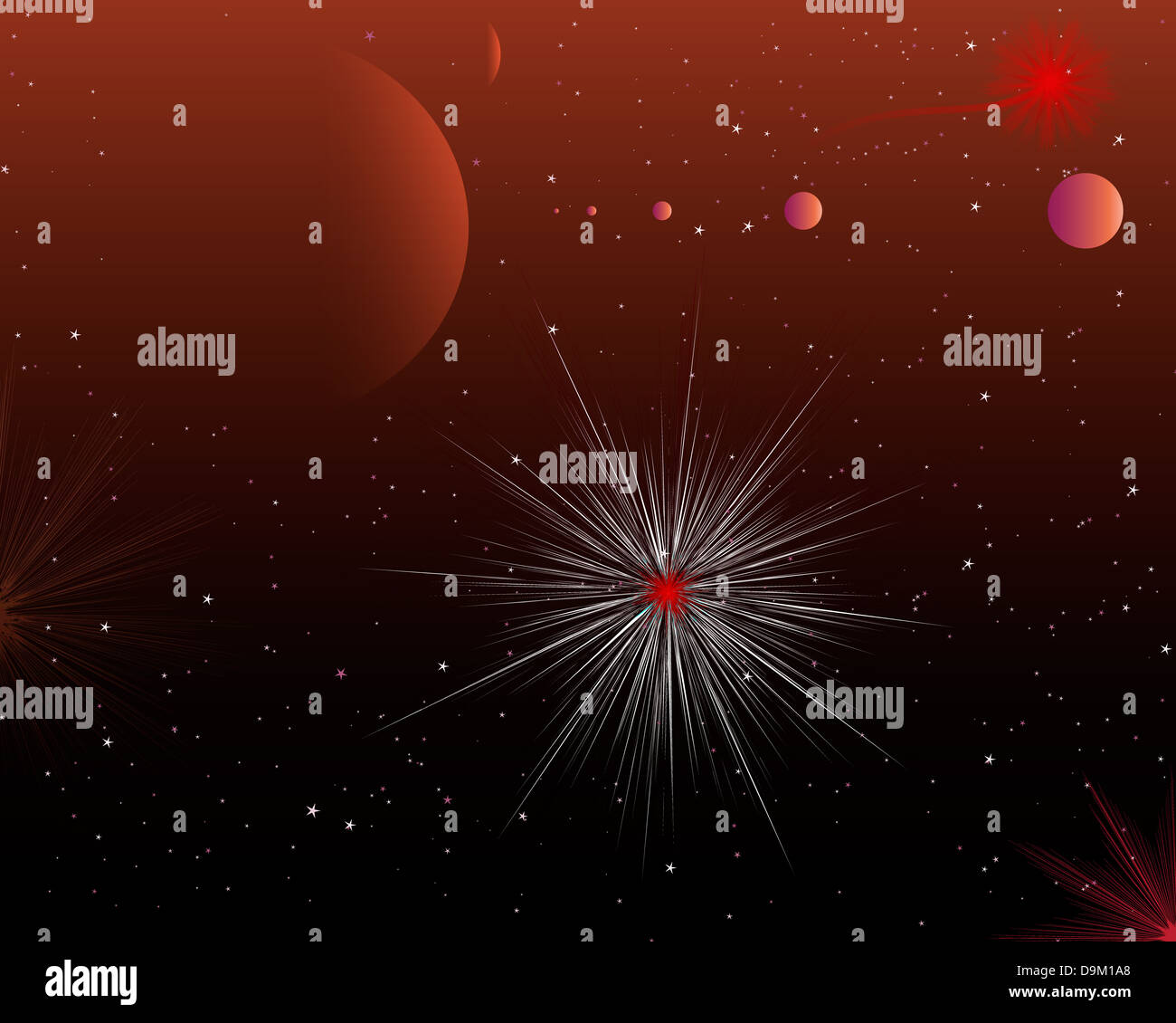 Red Night space sky star bursts. A planet system with stars Stock Photo ...