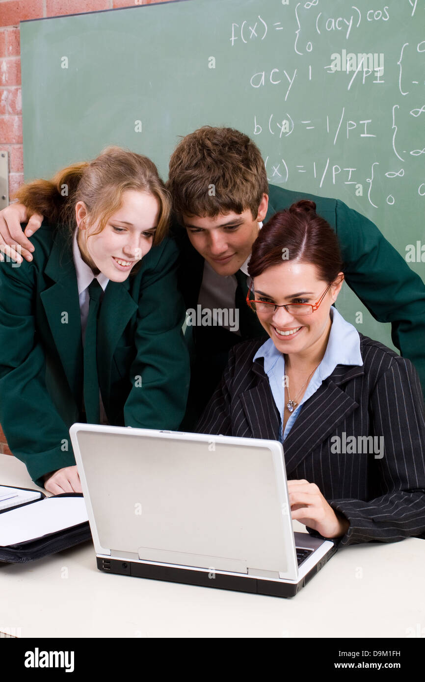 Happy High School Students In Classroom