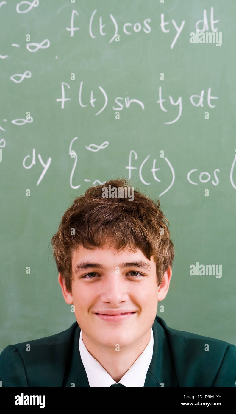 smart high school boy in front of blackboard Stock Photo - Alamy
