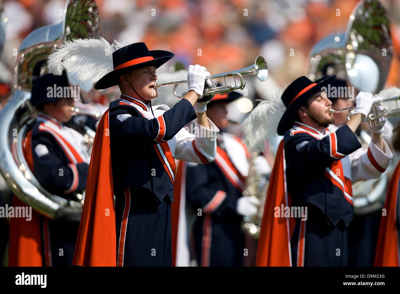 The Virginia Cavaliers Marching Band performs at Scott Stadium before ...