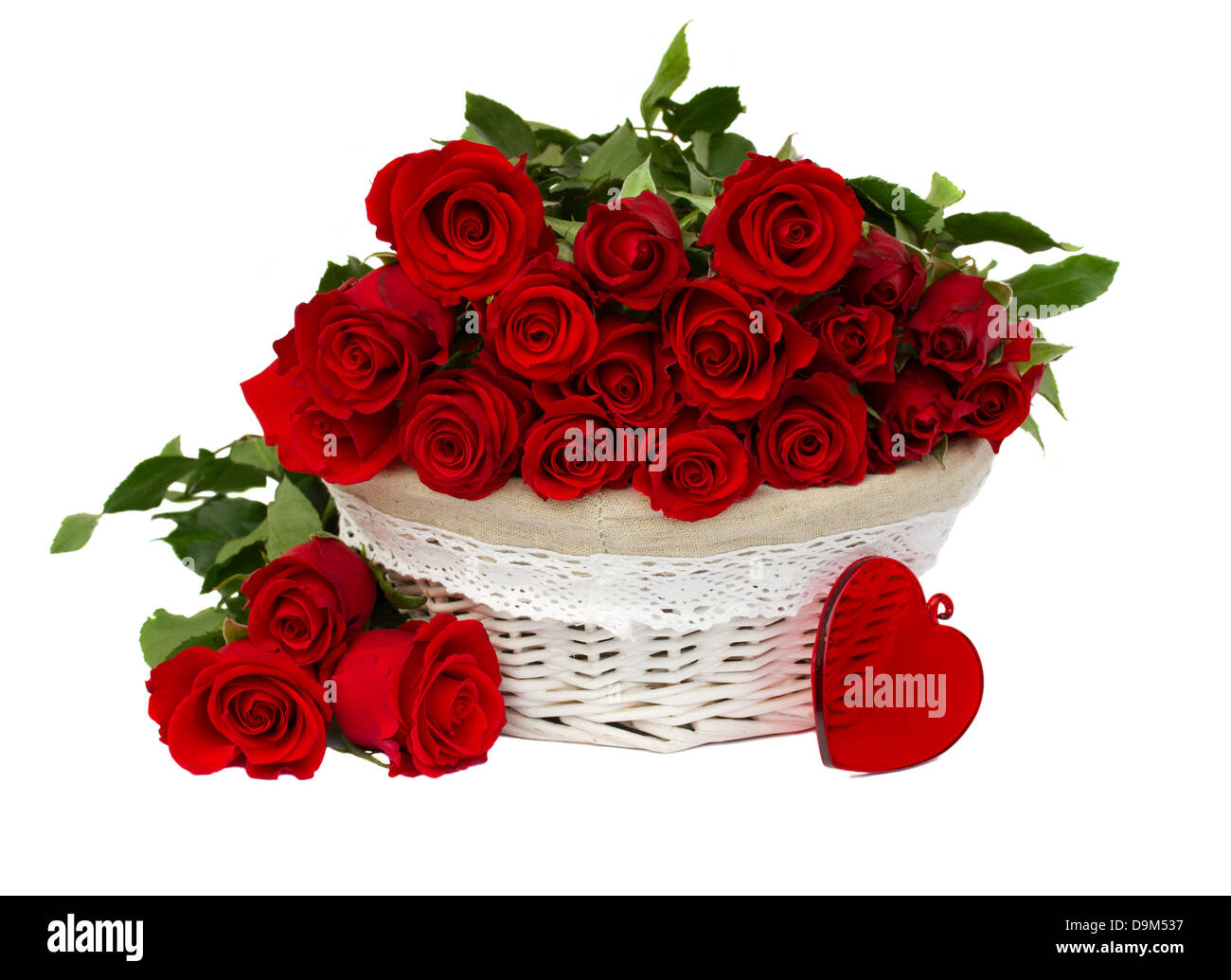 red roses in basket Stock Photo - Alamy