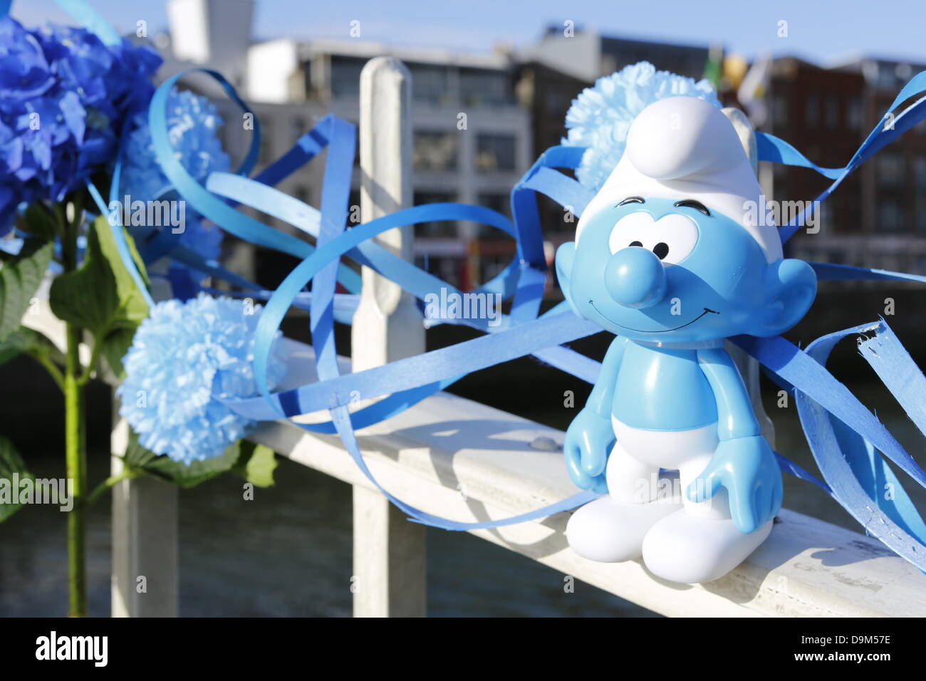 Dublin, Ireland. 22nd June 2013. The Ha'penny bridge is decorated with ...