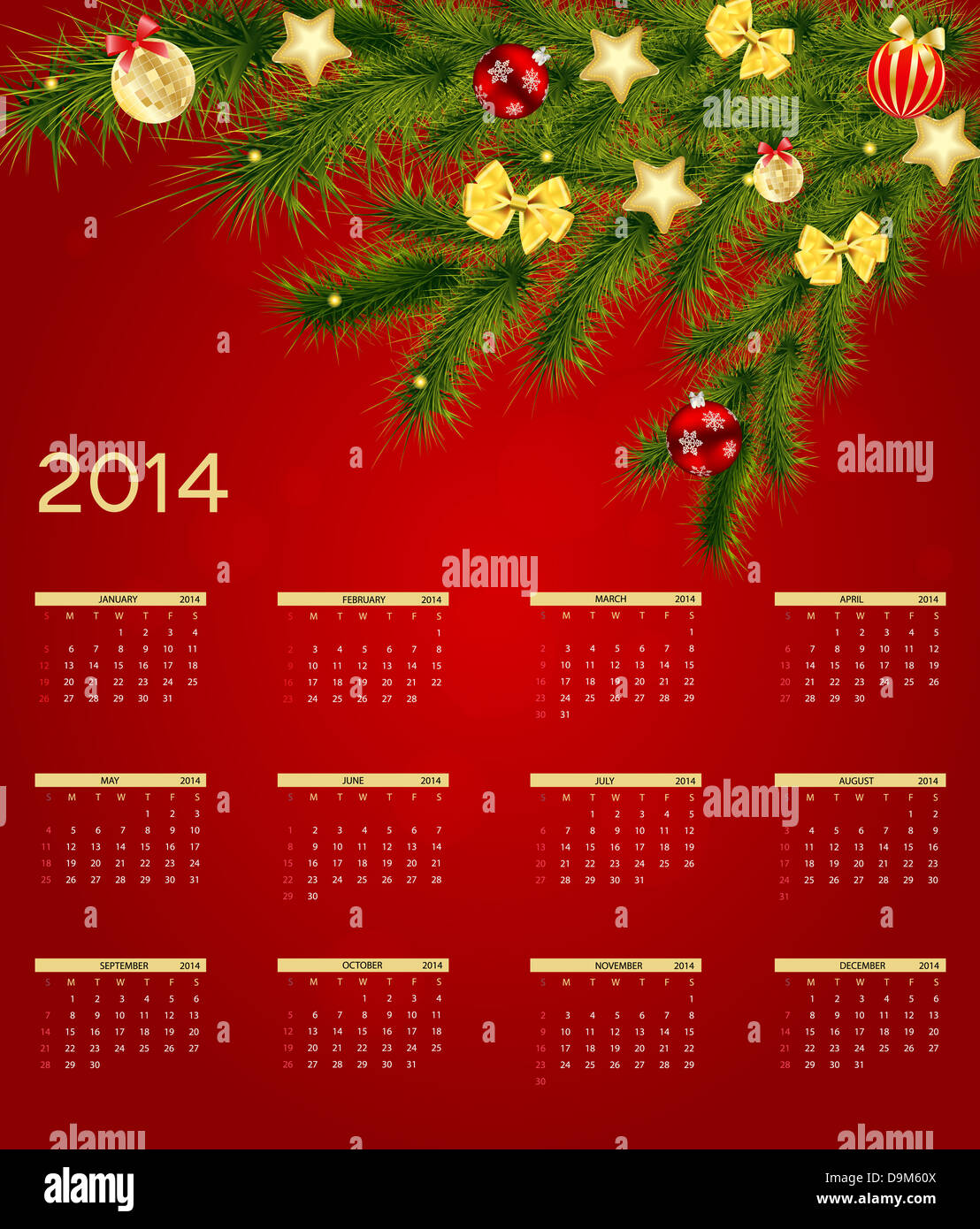 2014 new year calendar vector illustration Stock Photo - Alamy