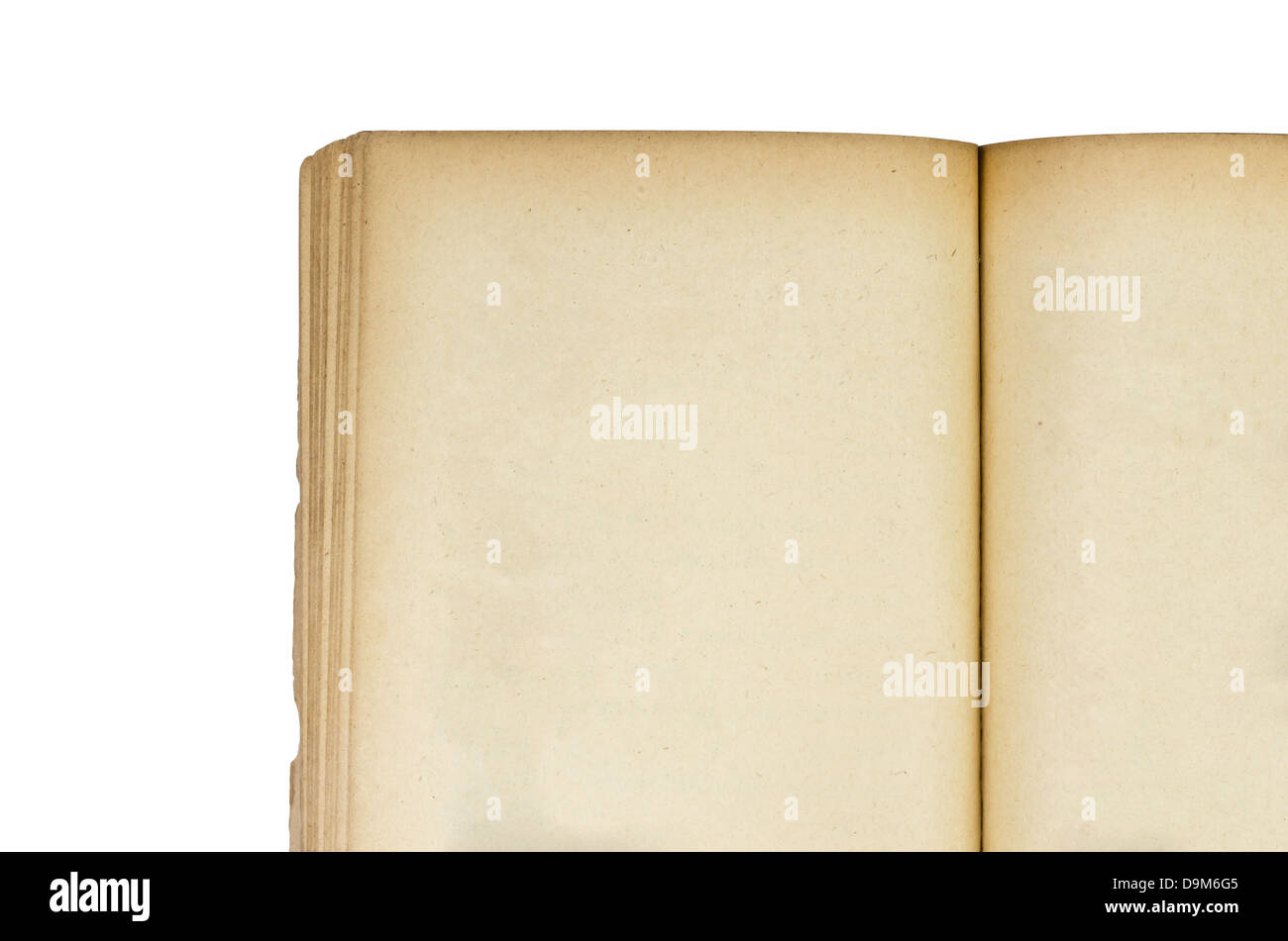 Open old book brown paper in the white background Stock Photo - Alamy