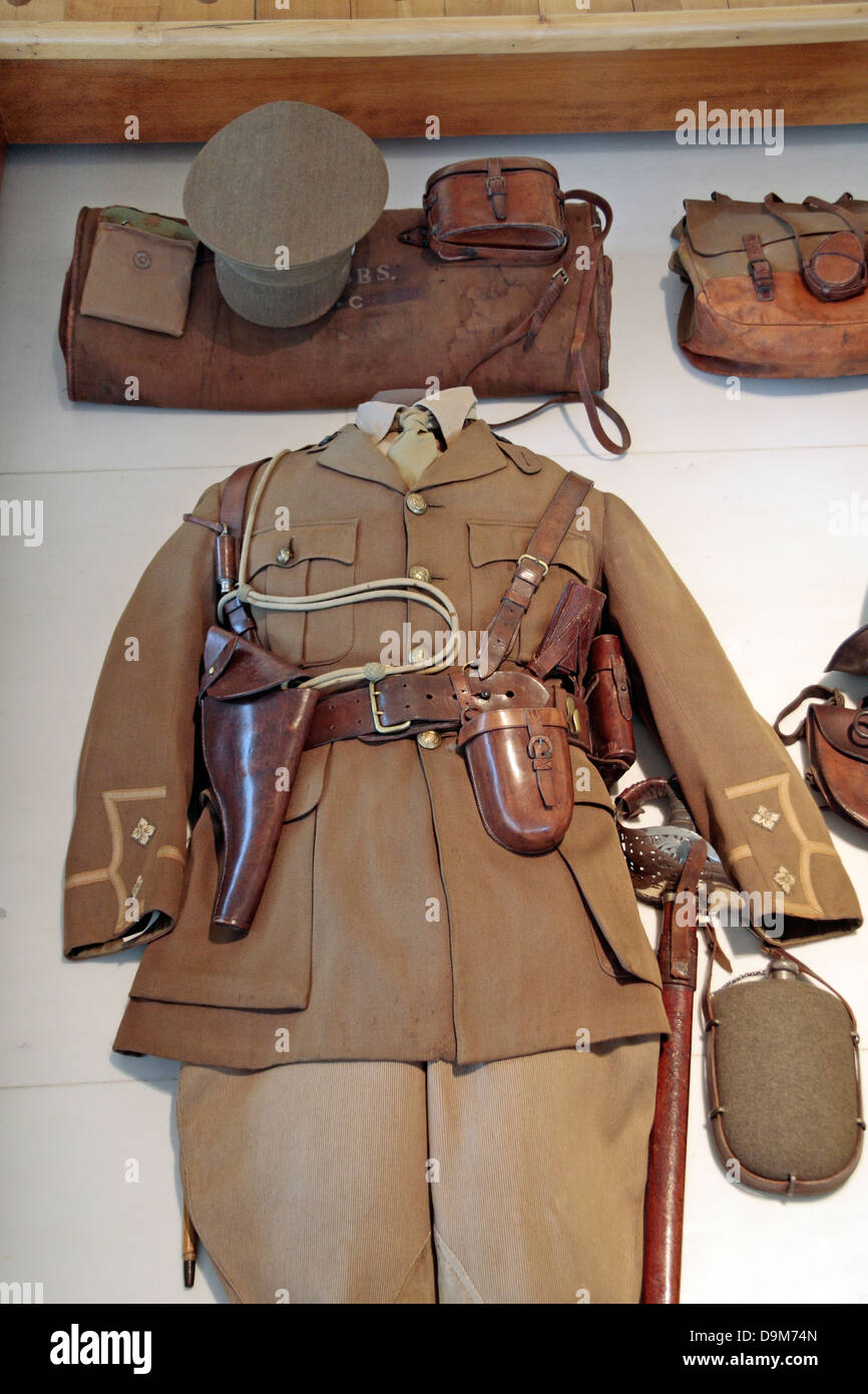 Display of the World War One kit of a British infantry Lieutenant at ...