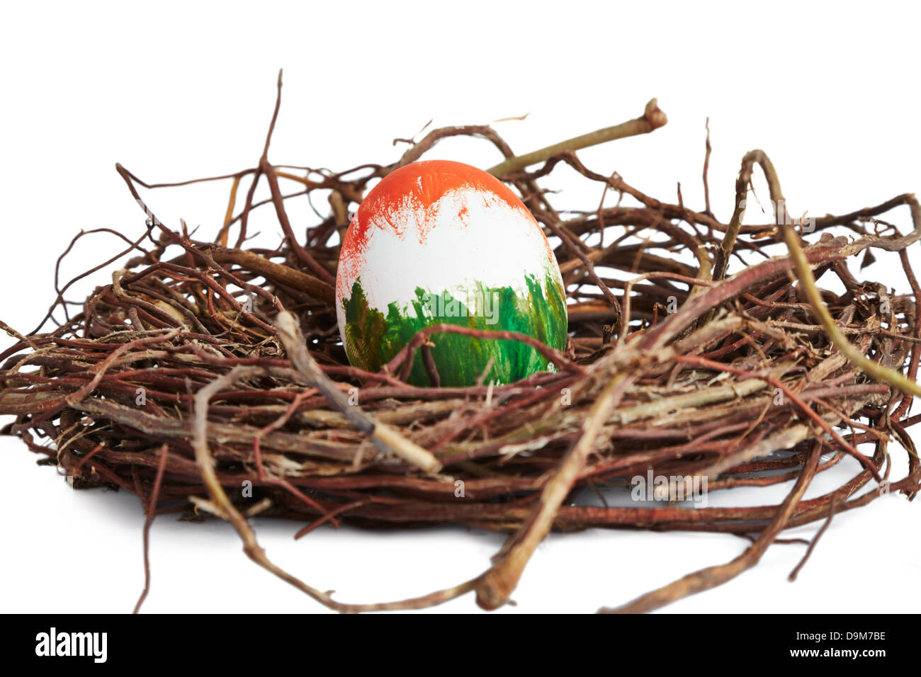 Close-up of a tri coloured egg in nest Stock Photo - Alamy