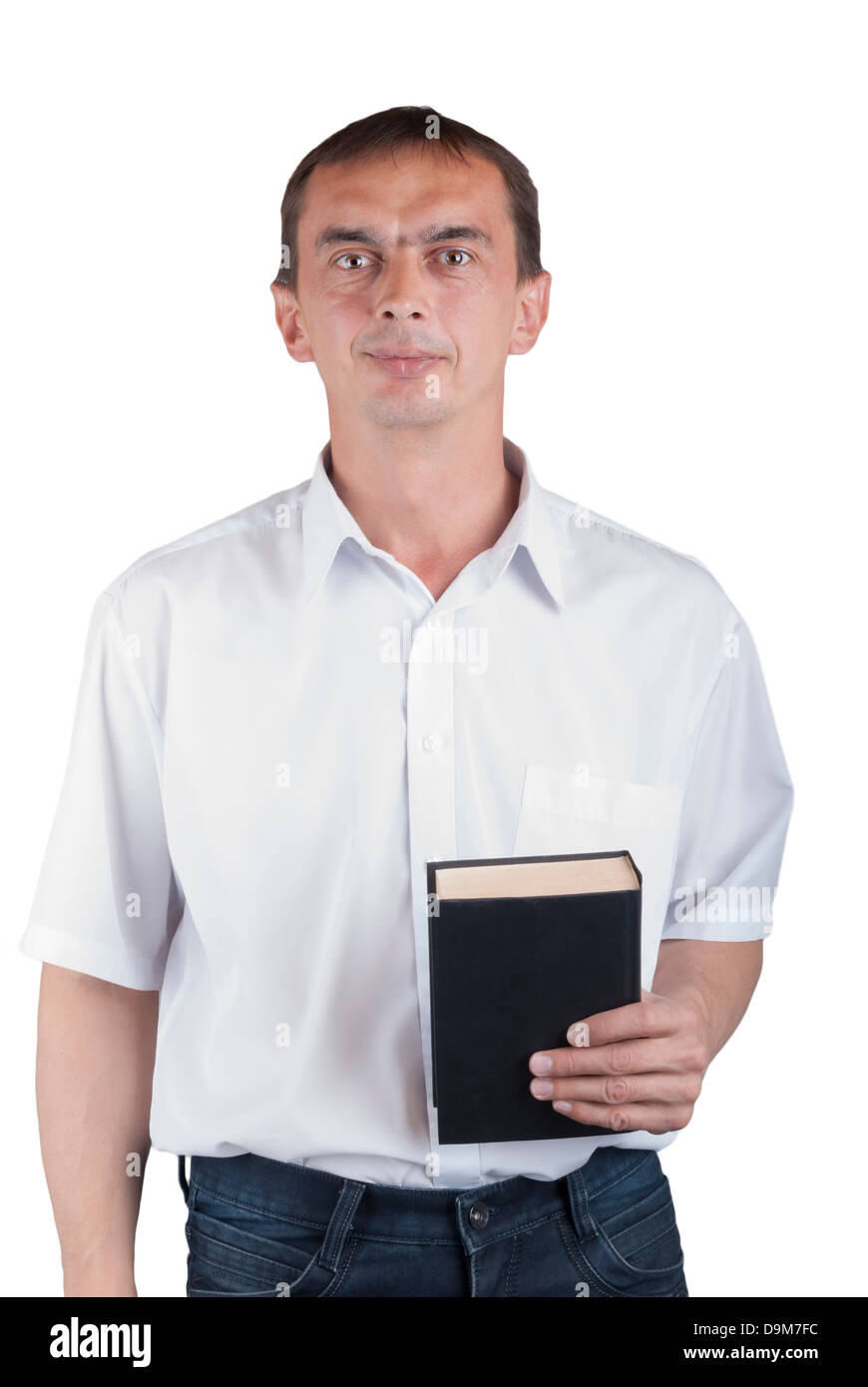 Portrait of a young man with a book in hand Stock Photo - Alamy
