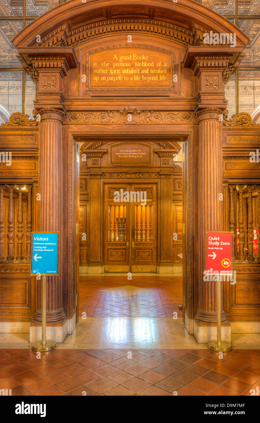 The entrance to the Rose Main Reading Room in the main branch of the ...