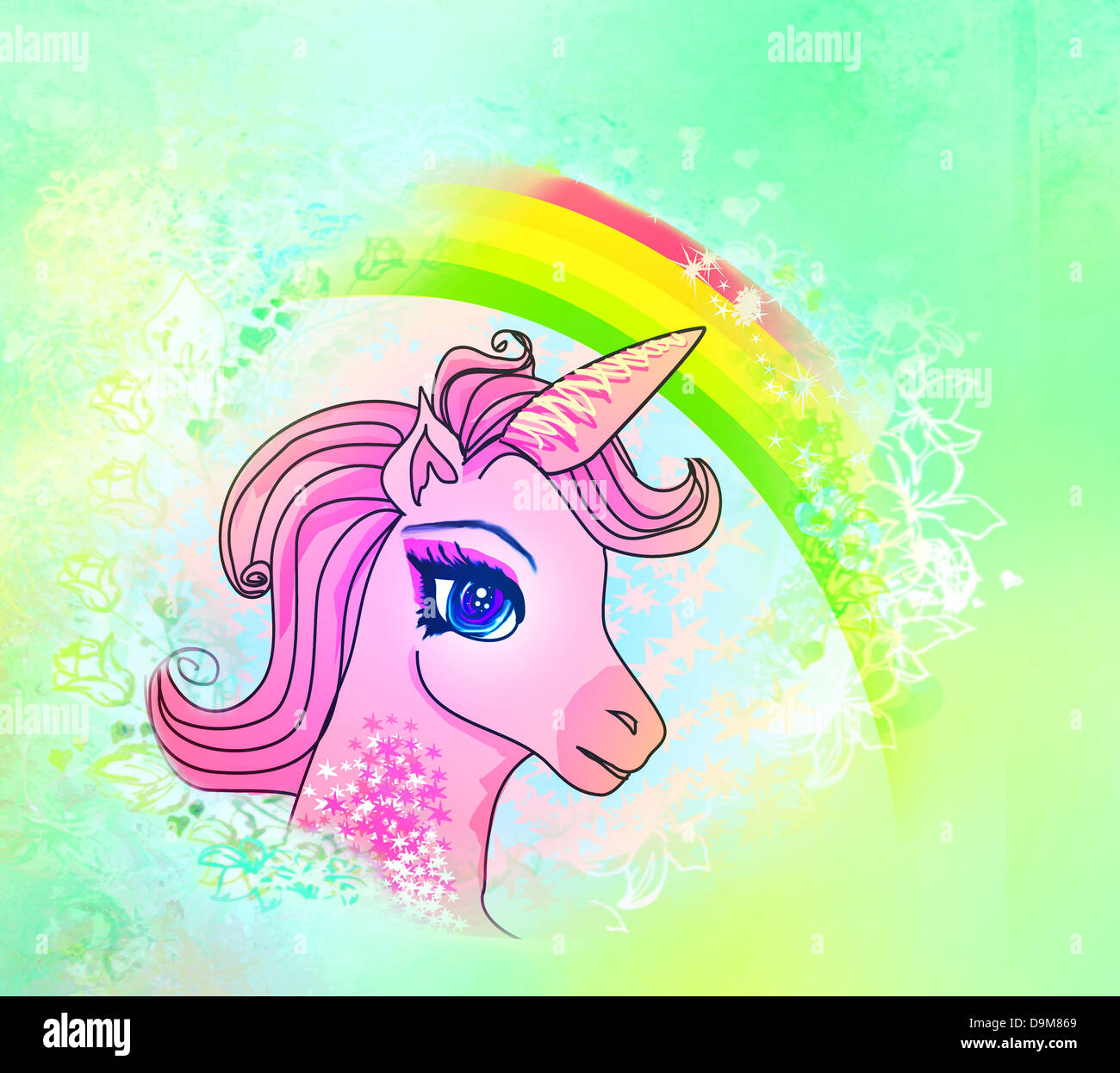 Illustration of beautiful pink Unicorn Stock Photo - Alamy