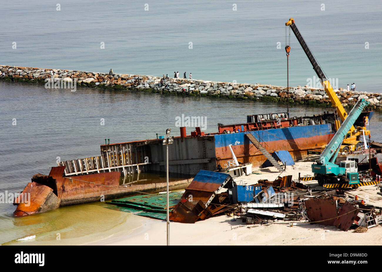 Ship breaking on the Beach, Coastal Freighter run aground in Ajman ...