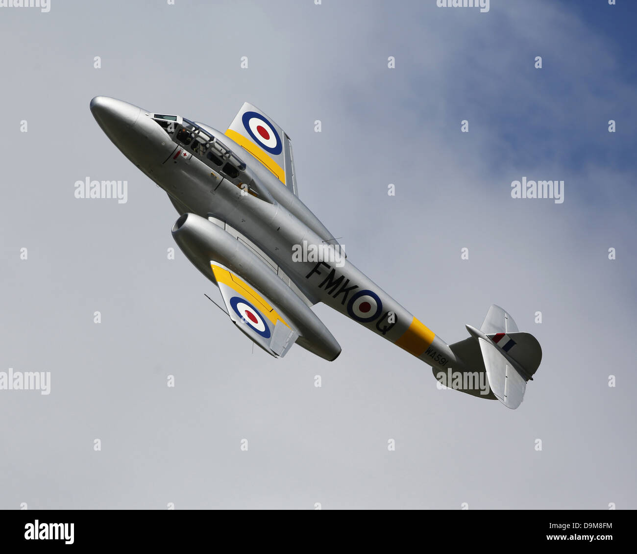 Preserved Gloster Meteor T.7 jet fighter flying at Dunsfold "Wings and ...