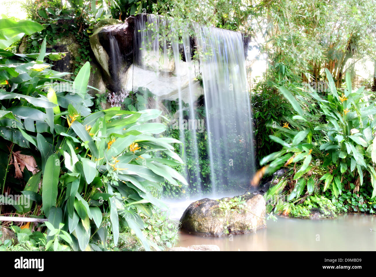 Waterfall in the forest surrounded by orchards around Stock Photo - Alamy