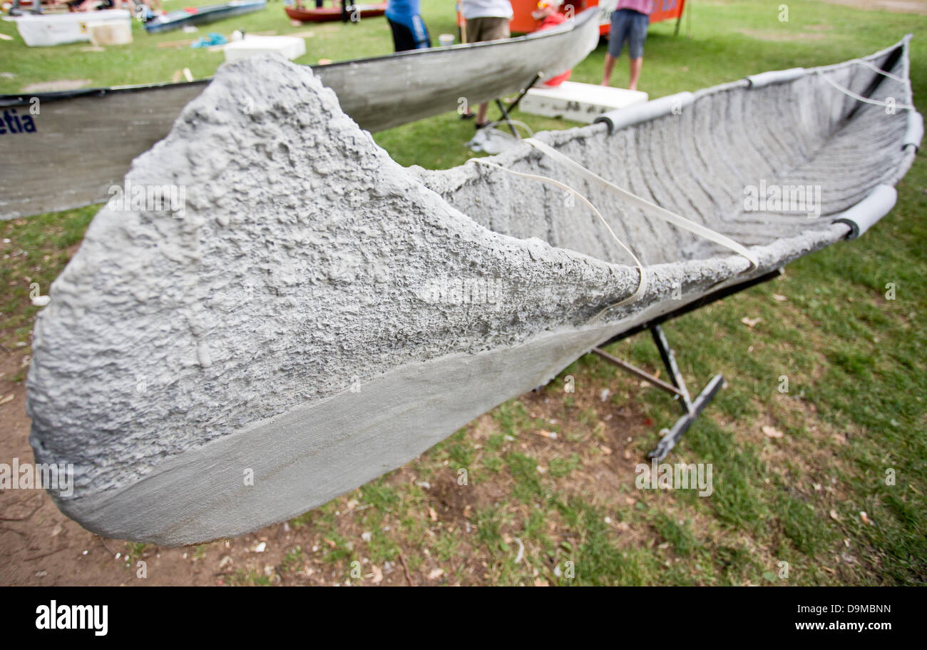 A canoe made of concrete is pictured at the 14th concrete canoe regatta ...