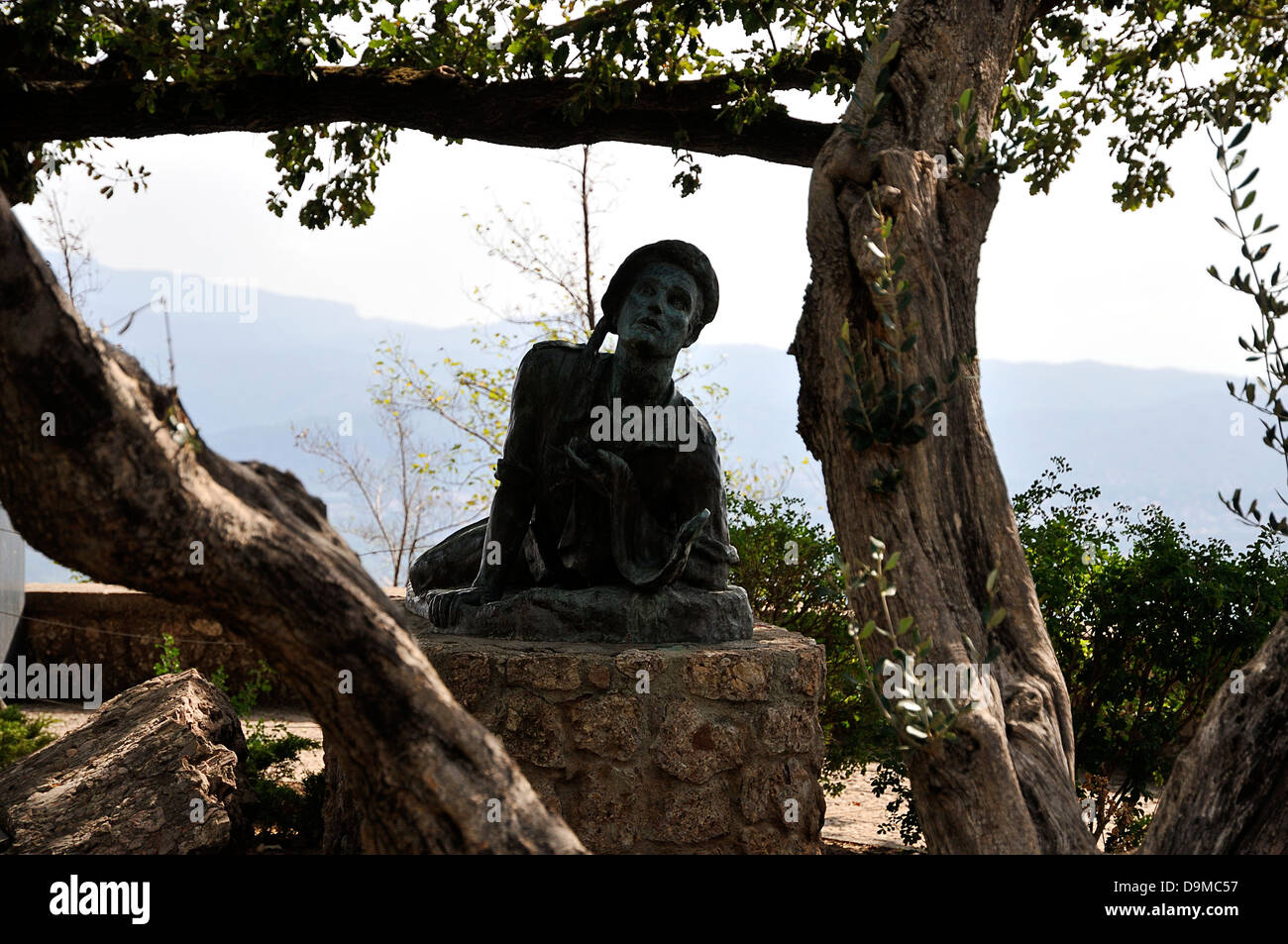 Monument man you can visit in Montserrat Stock Photo - Alamy