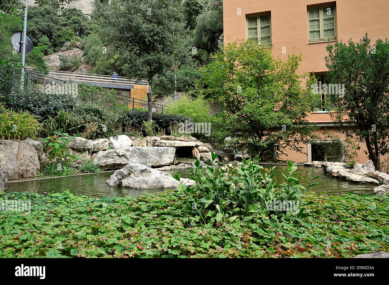 very nice garden with lake in Montserrat Stock Photo - Alamy