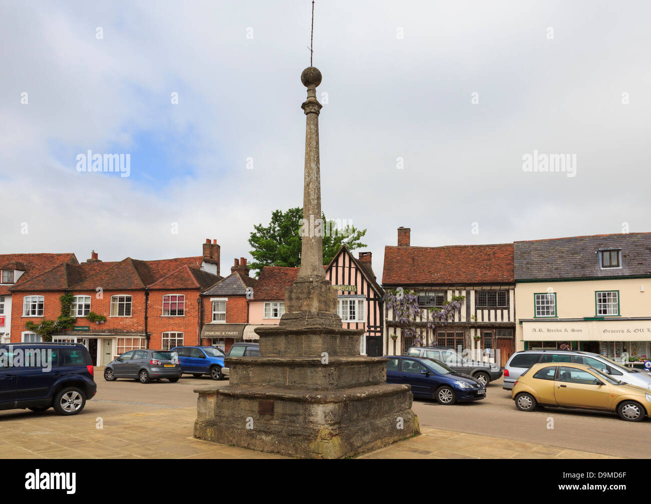 Historic village square with 16th century market cross (1502) built by ...