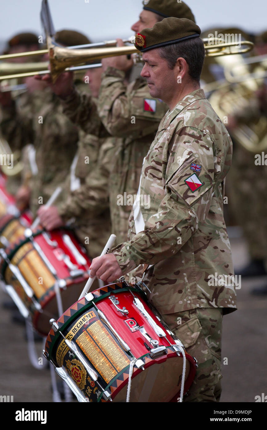 British army drummers at the Preston Military Show at Fulwood Barracks ...
