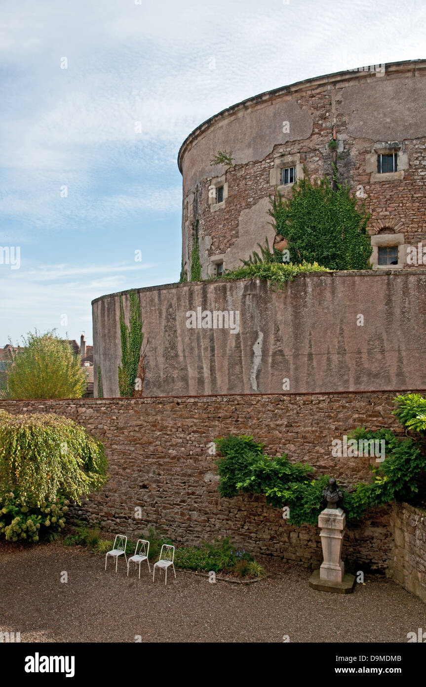 Old circular prison from courtyard of Rolin Museum Autun Burgundy ...