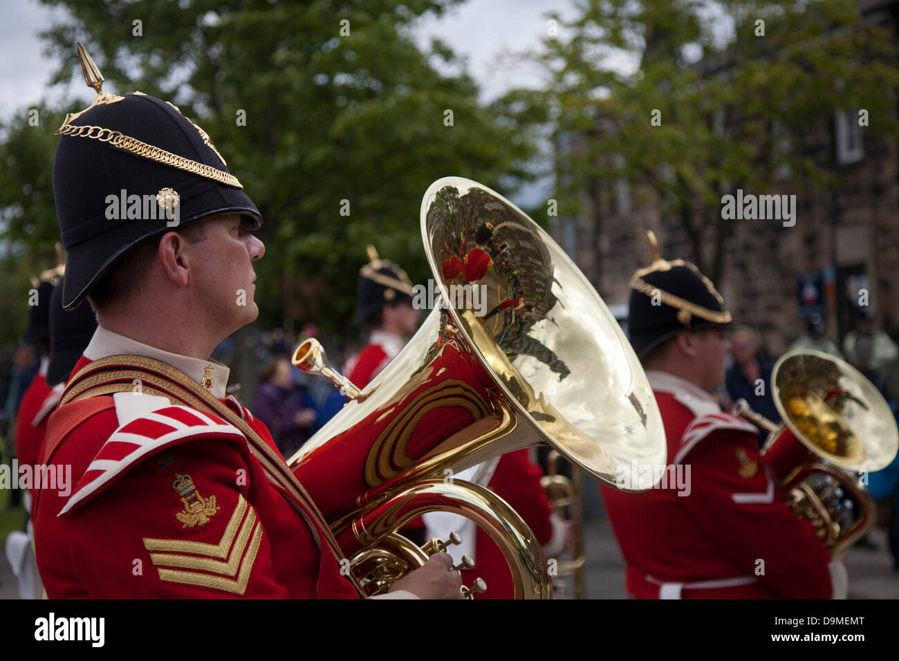 Preston UK, 22 June 2013. British Army sergeant bandsman with Euphonium ...